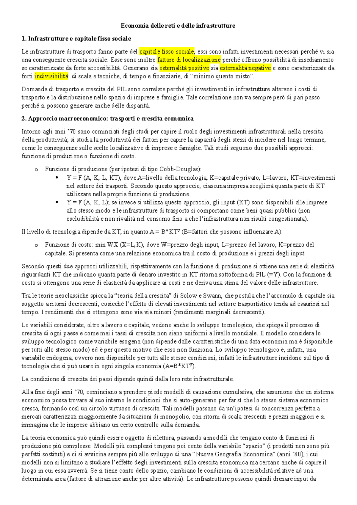 Economia delle reti e delle infrastrutture parte 1 - Infrastrutture e ...