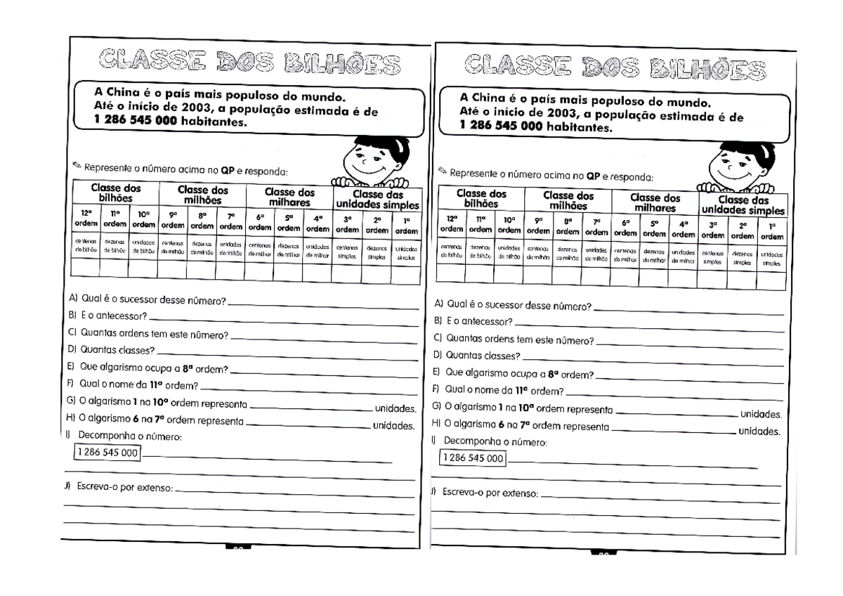 ClASSE DOS Bilhões - Matemática - Studocu