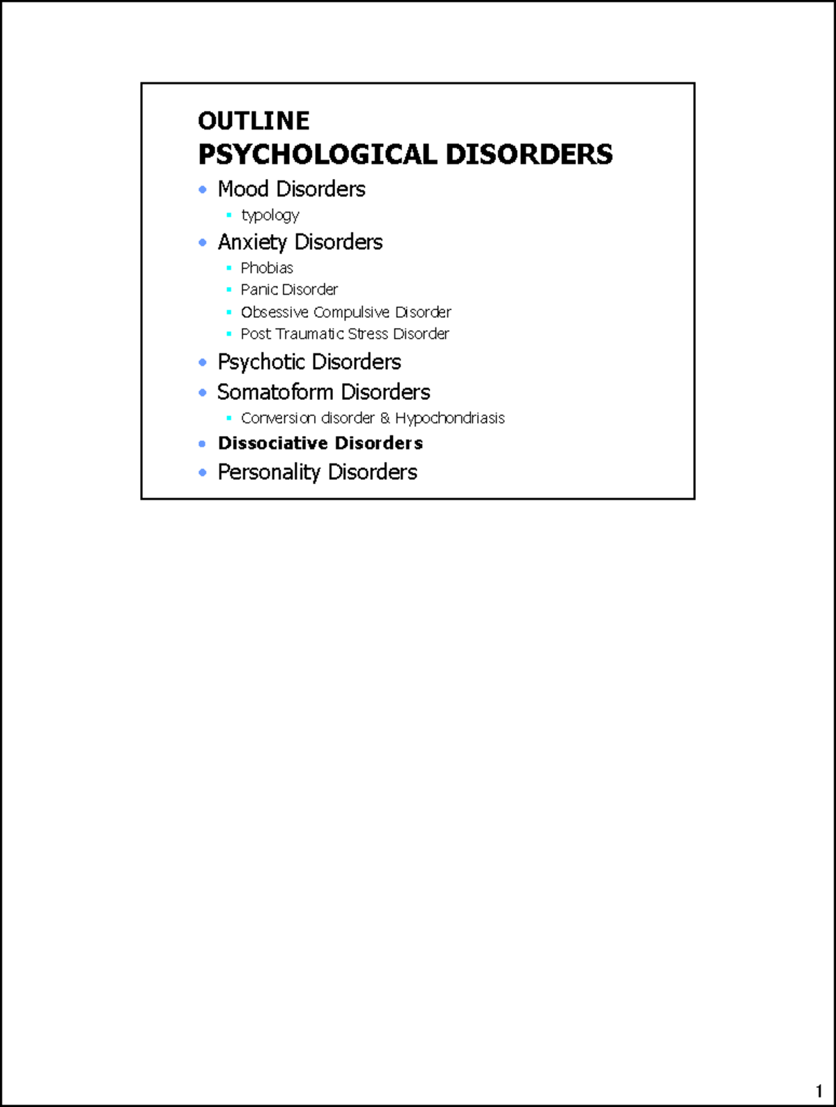 2019-03-21 - Lecture notes: Psychological Disorders - OUTLINE ...