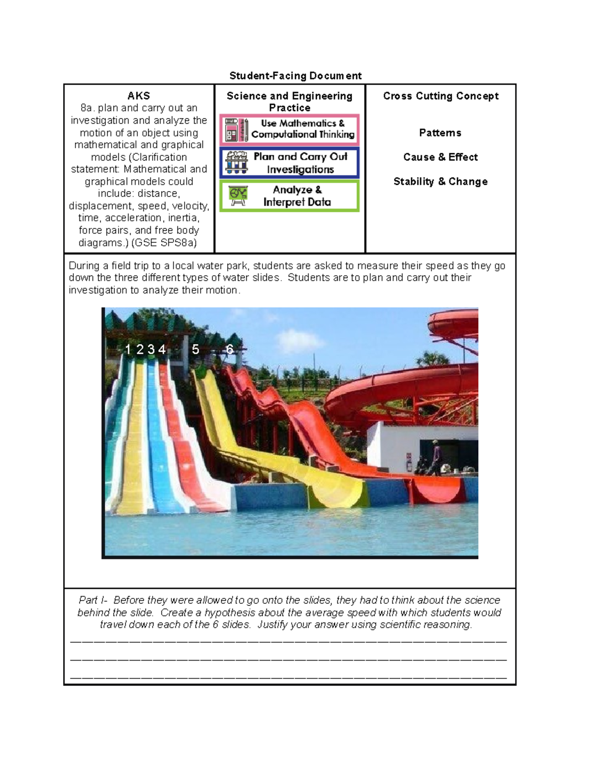 HS Phy Sci- AKS 8a - FAPT - Water Park - Student-Facing Document AKS 8a ...