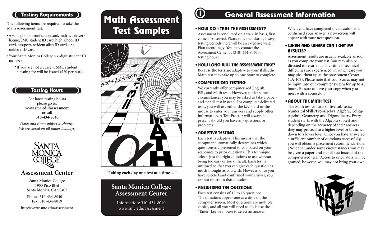 Math-assessment-brochure - HOW DO I TAKE THE ASSESSMENT? Assessment is ...