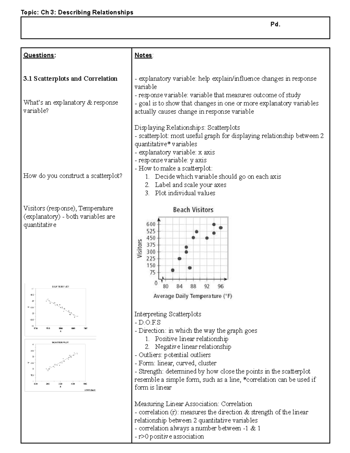 Ch 3 Describing Relationships - Topic: Ch 3: Describing Relationships ...