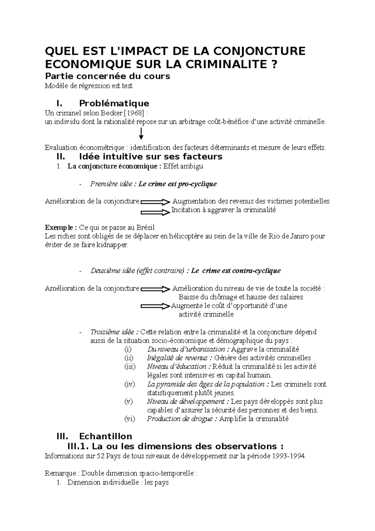 Crime Texte - llkklmmm - QUEL EST L'IMPACT DE LA CONJONCTURE ECONOMIQUE ...