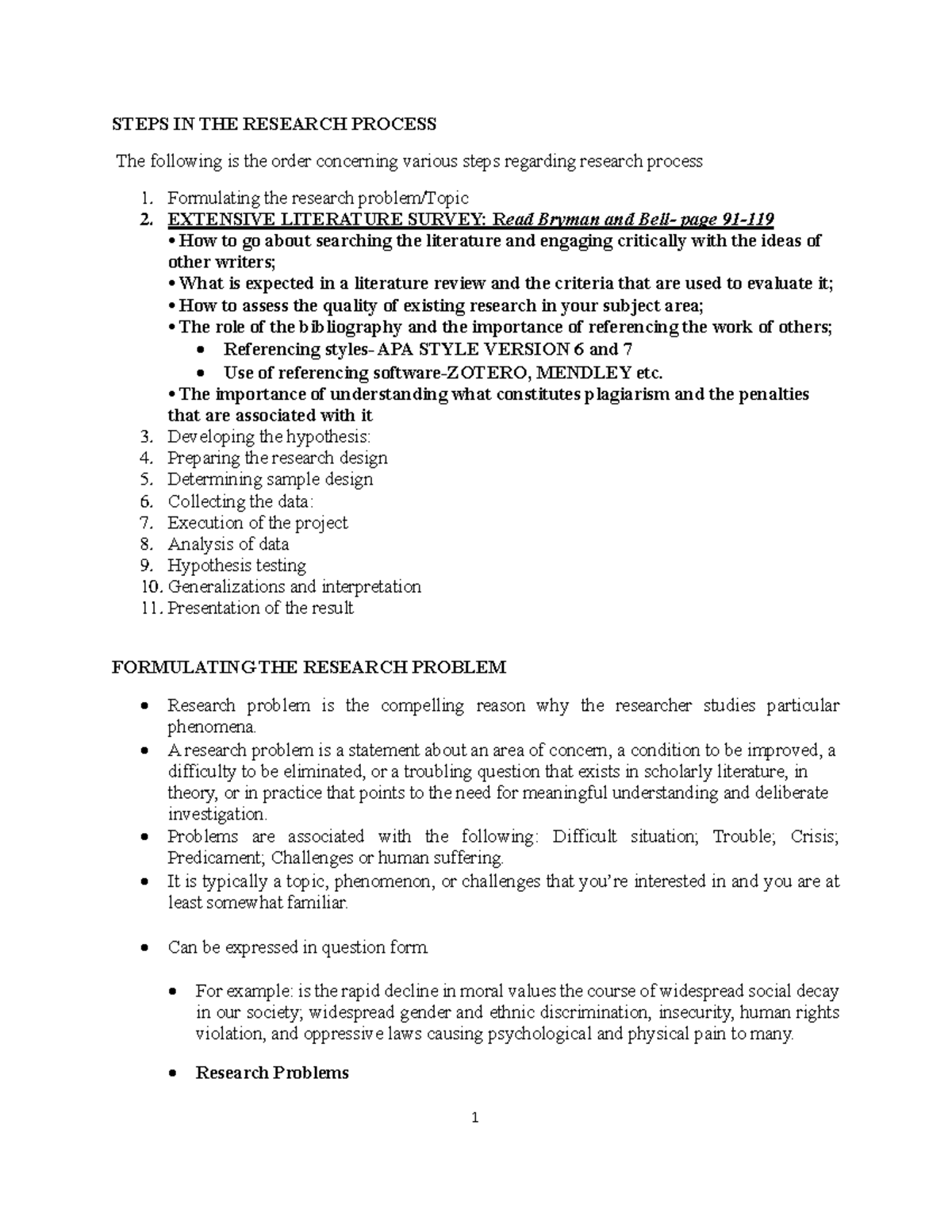 7-Research Process - research - STEPS IN THE RESEARCH PROCESS The ...