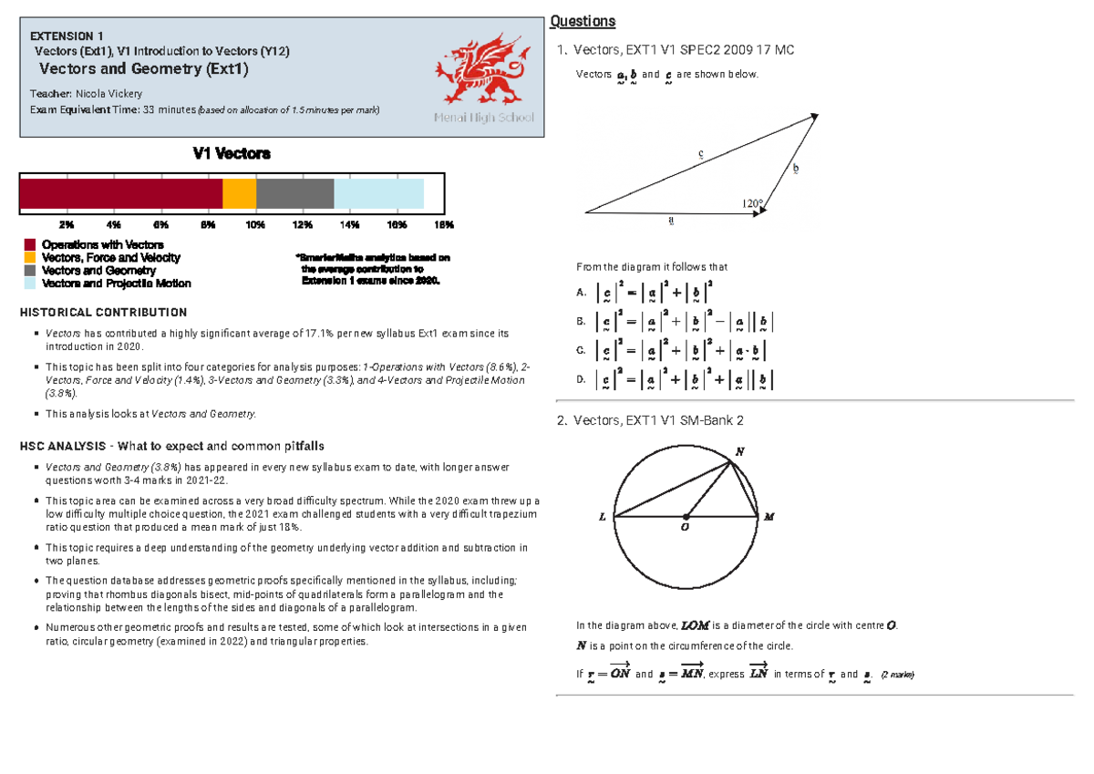 Smarter Maths Vector Geom 2 - EXTENSION 1 Vectors (Ext1), V1 Introduction to Vectors (Y12 ...