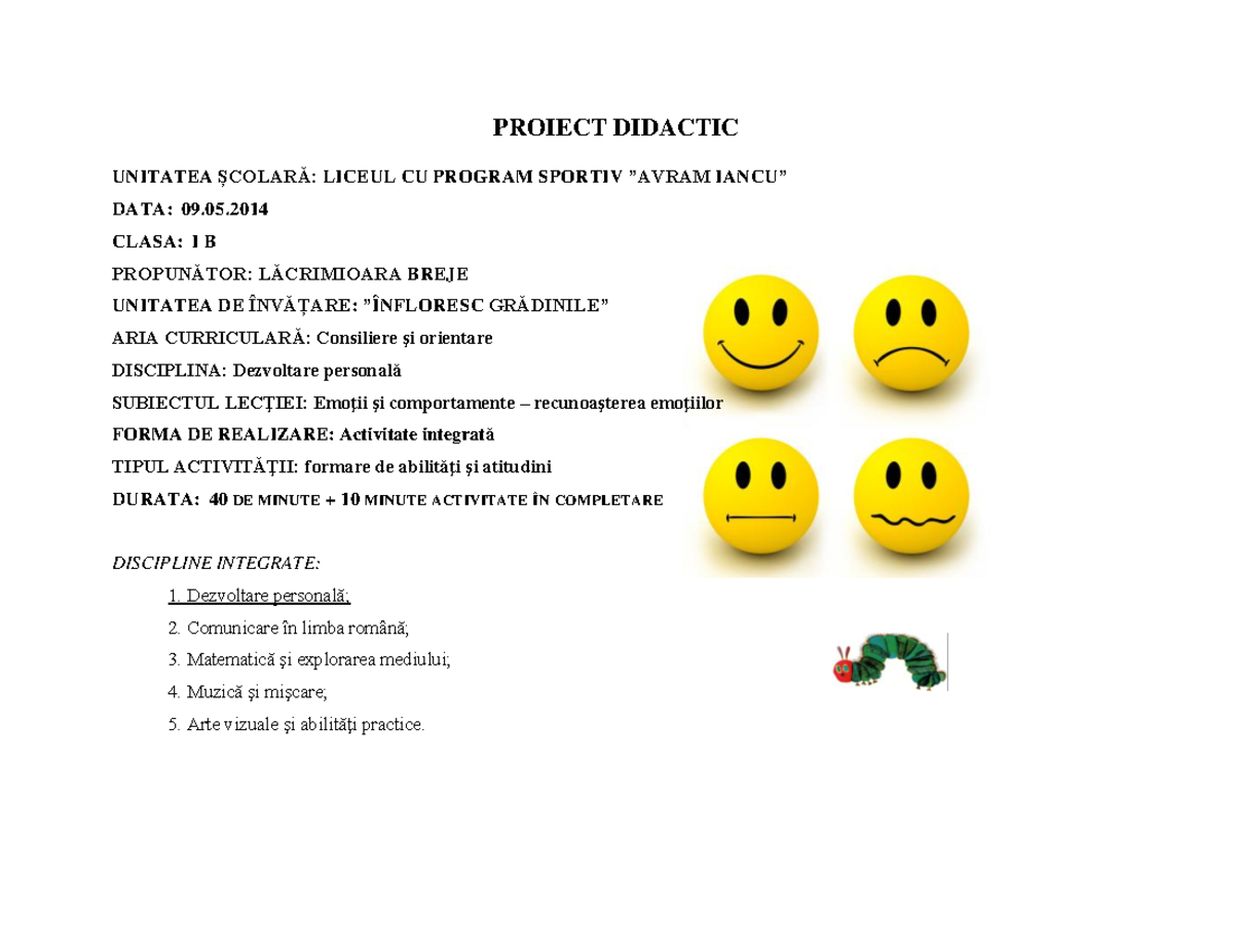 0 omida educatie civica clasa 1 - PROIECT DIDACTIC UNITATEA ȘCOLARĂ ...