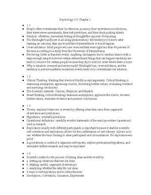 Psych 111 - notes - Lecture 1/ Important Terms/ People William James ...