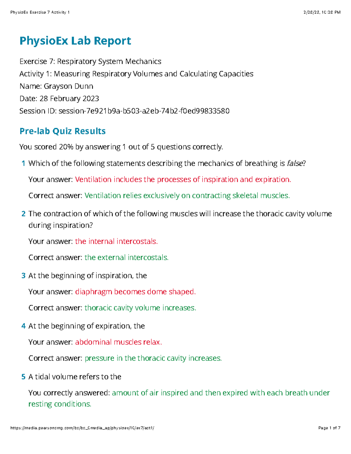 Physio Ex Exercise 7 Activity 1 - PhysioEx Lab Report Exercise 7 ...