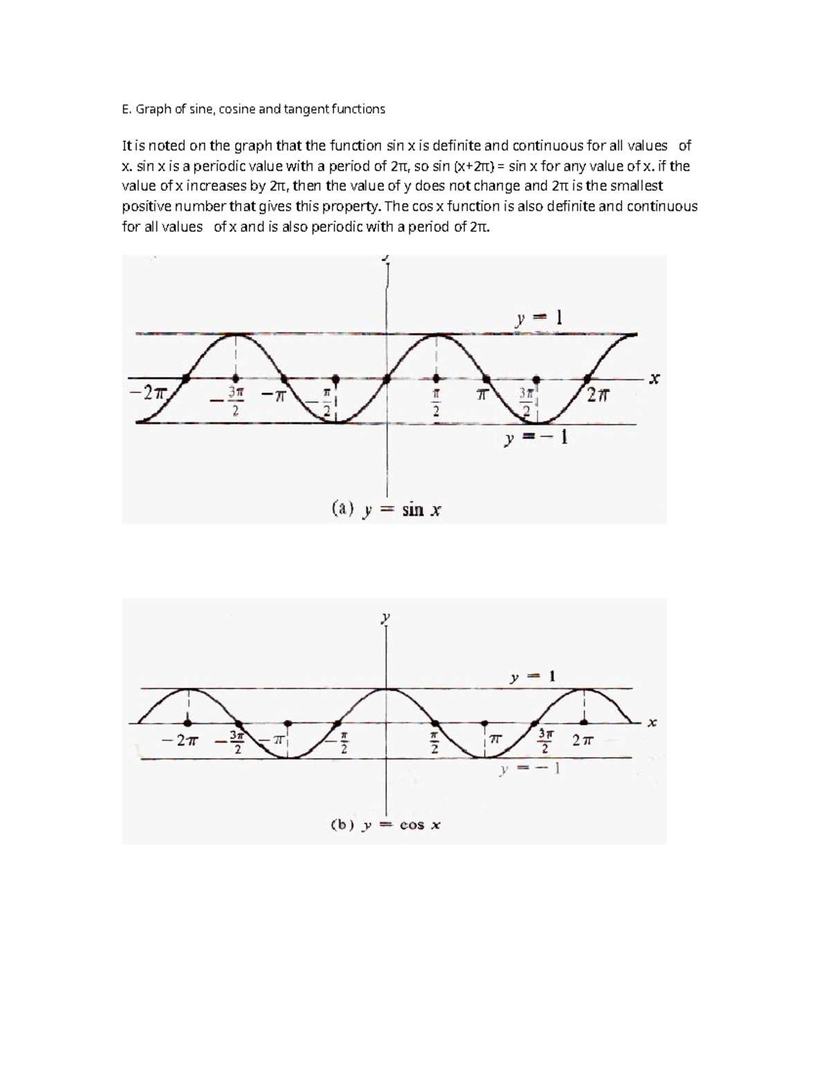 Trigonometric Function - Unit-2 - E. Graph of sine, cosine and tangent ...