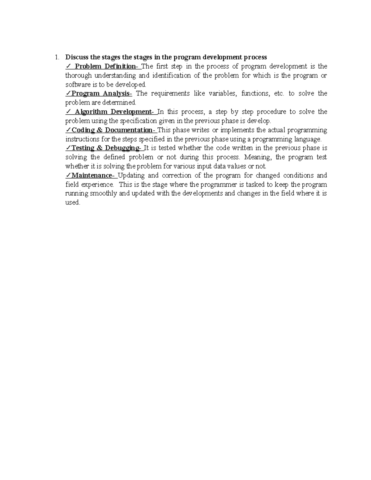 Logic 2 - Discuss the stages the stages in the program development ...