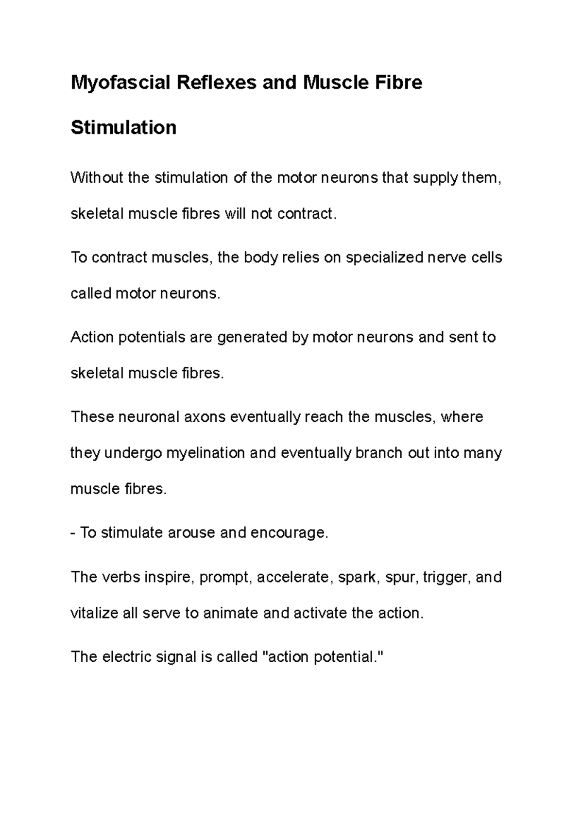 Myofascial Reflexes and Muscle Fibre Stimulation - Myofascial Reflexes ...