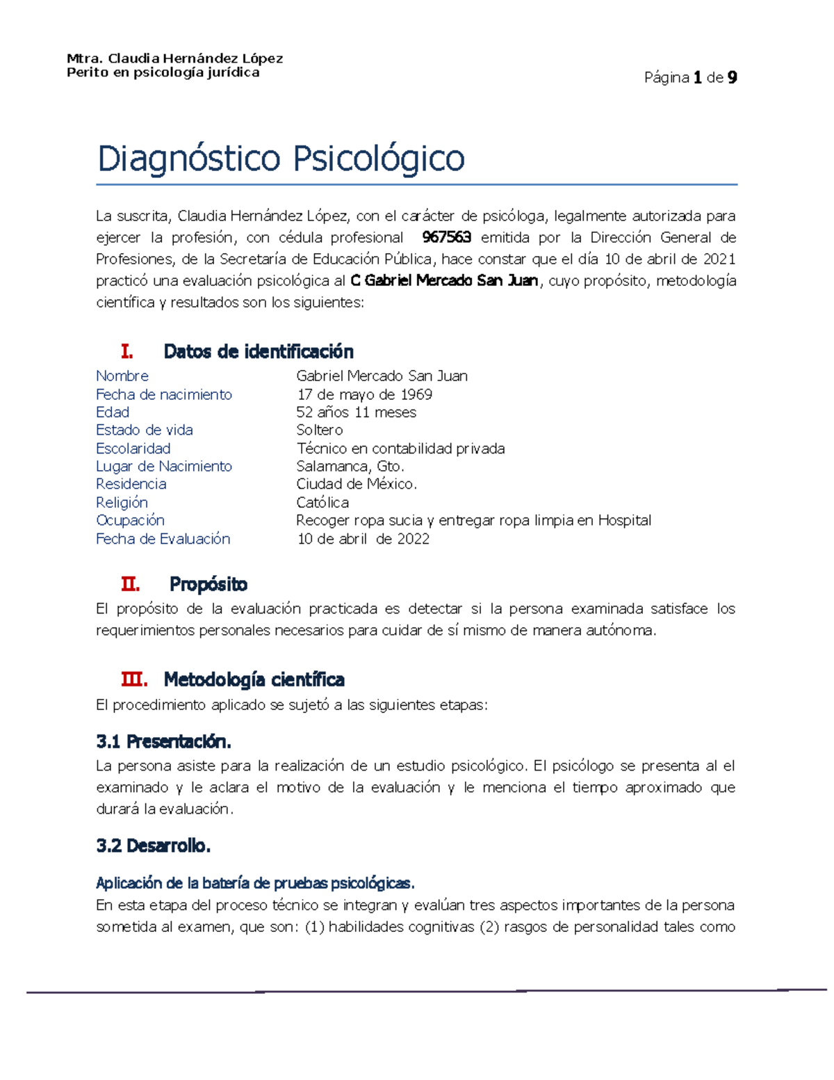 Diagnostico Psicológico Gabriel Macias abril 2022 - Página 1 de 9 ...