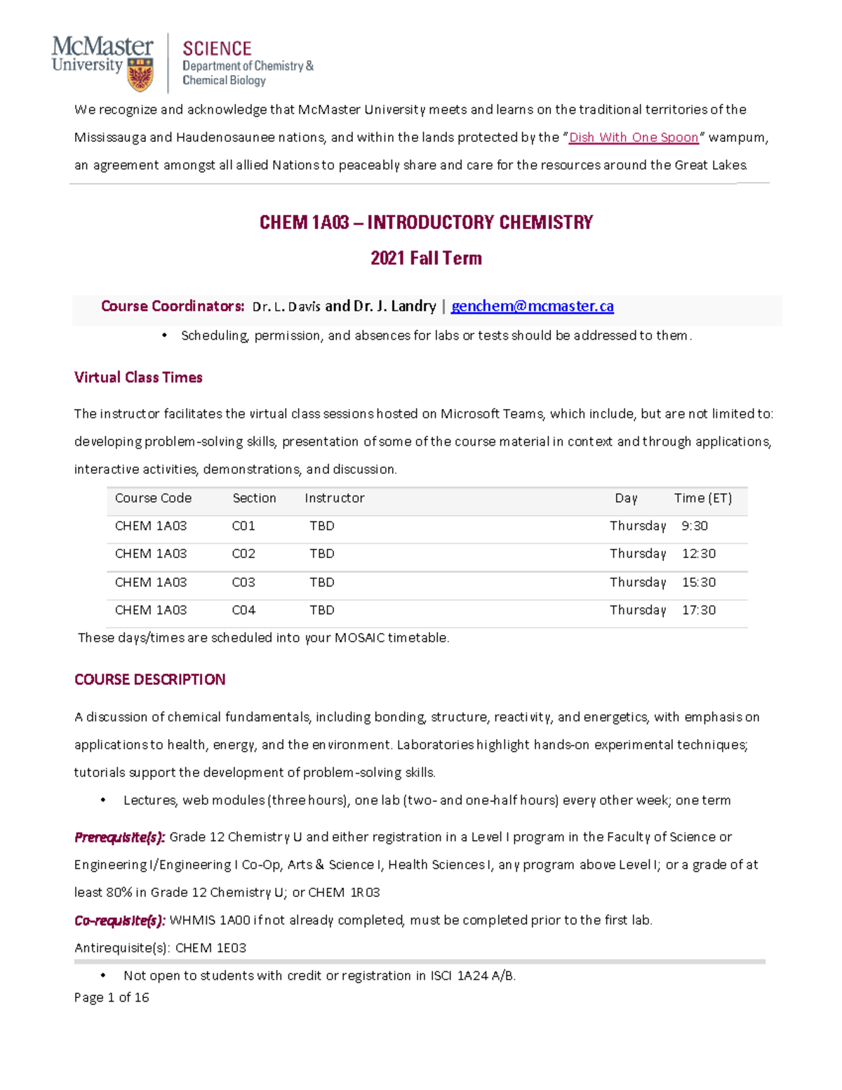 CHEM 1A03-Introductory Chemistry - F2021 - virtual labs - Nov 22 2021 ...