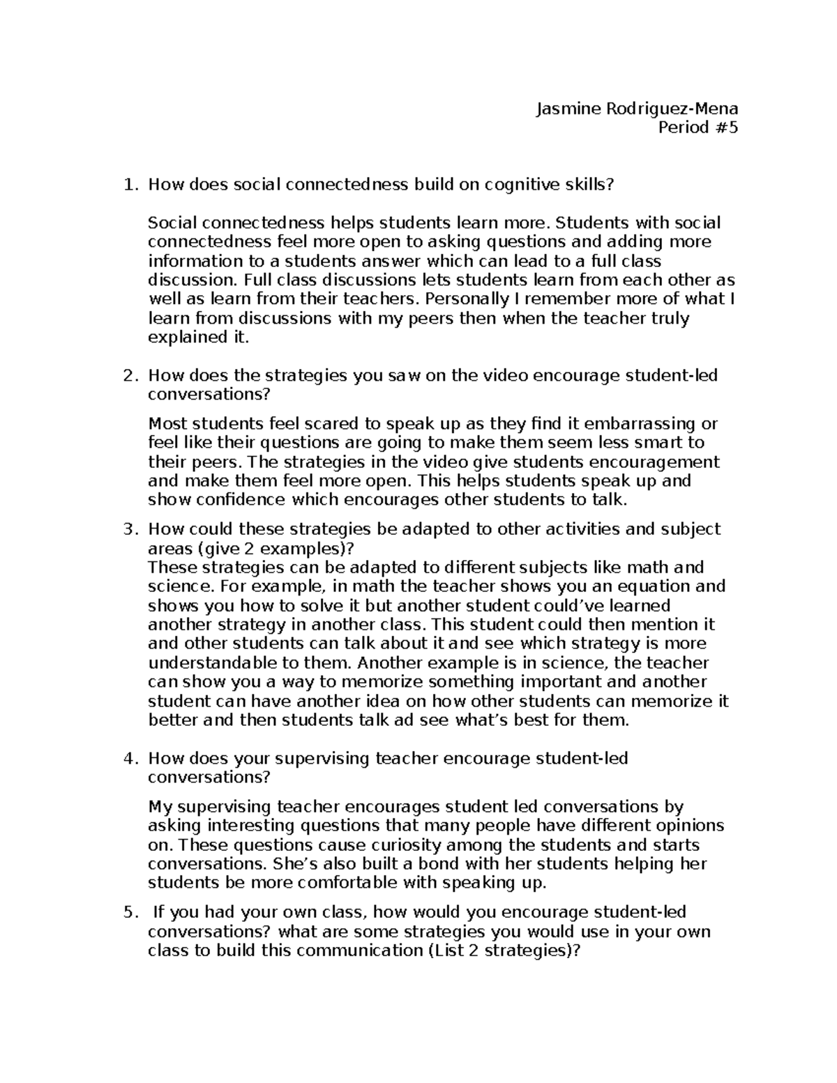 Encouraging Student-Led Conversations In The Classroom - Jasmine ...