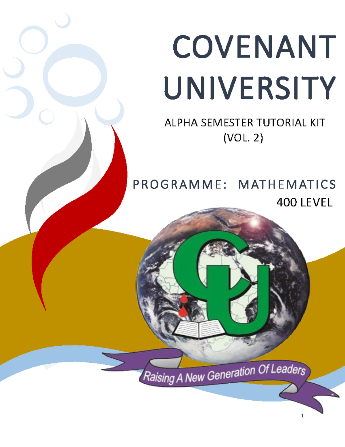 Tutorial Kit (Mathematics-400 L)-Vol. 2 - COVENANT UNIVERSITY ALPHA ...