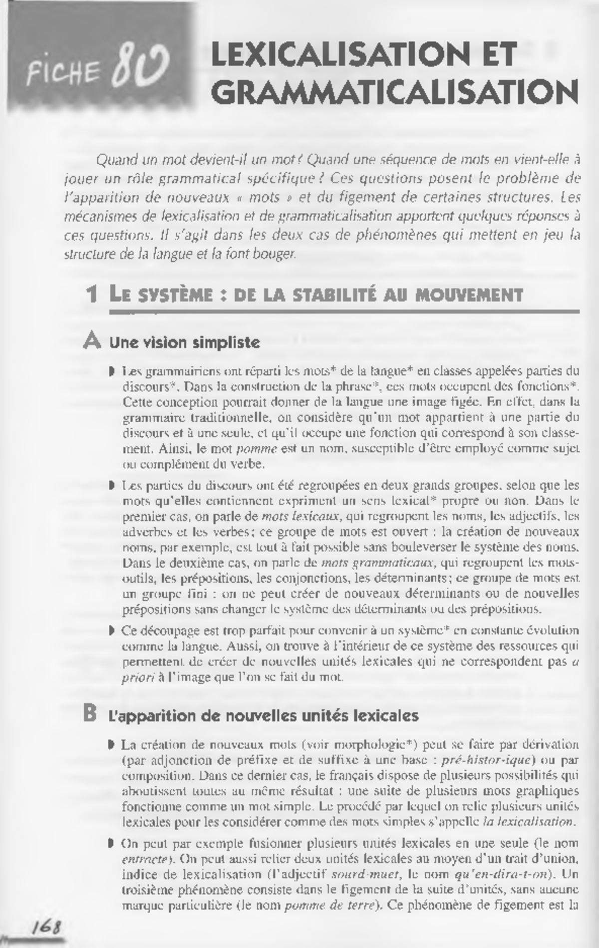 La linguistique - 80 - lexicalisation et grammaticalisation - L E X I C ...