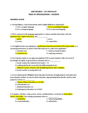 461 Lorimar 1 English Major Reviewer - VOLUME 1 For which is an ...