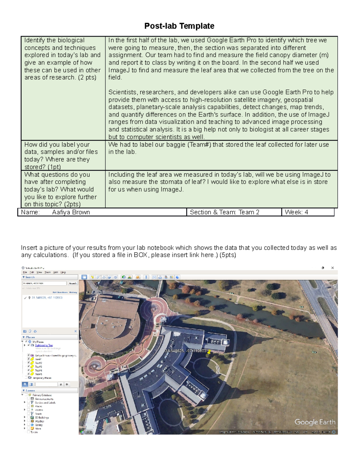 BIO 1105 Post-lab Assignment Day 4 (Summer) - Post-lab Template ...