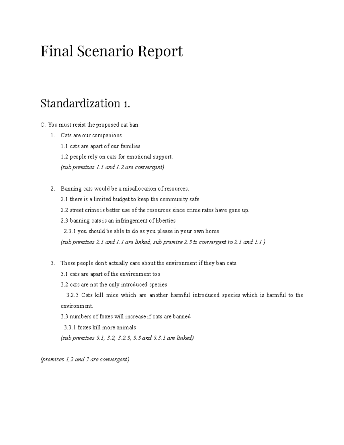 Final Scenario Report - Final Scenario Report Standardization 1. C. You ...