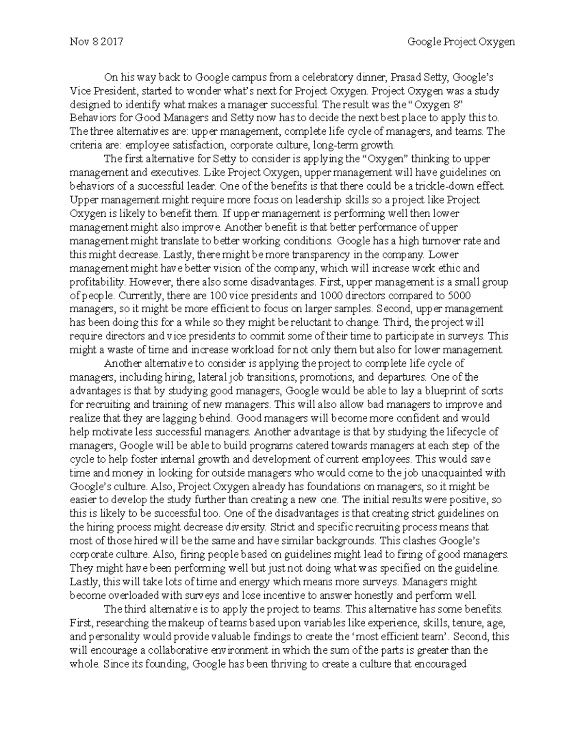 Project Oxygen - Project Oxygen was a study designed to identify what ...