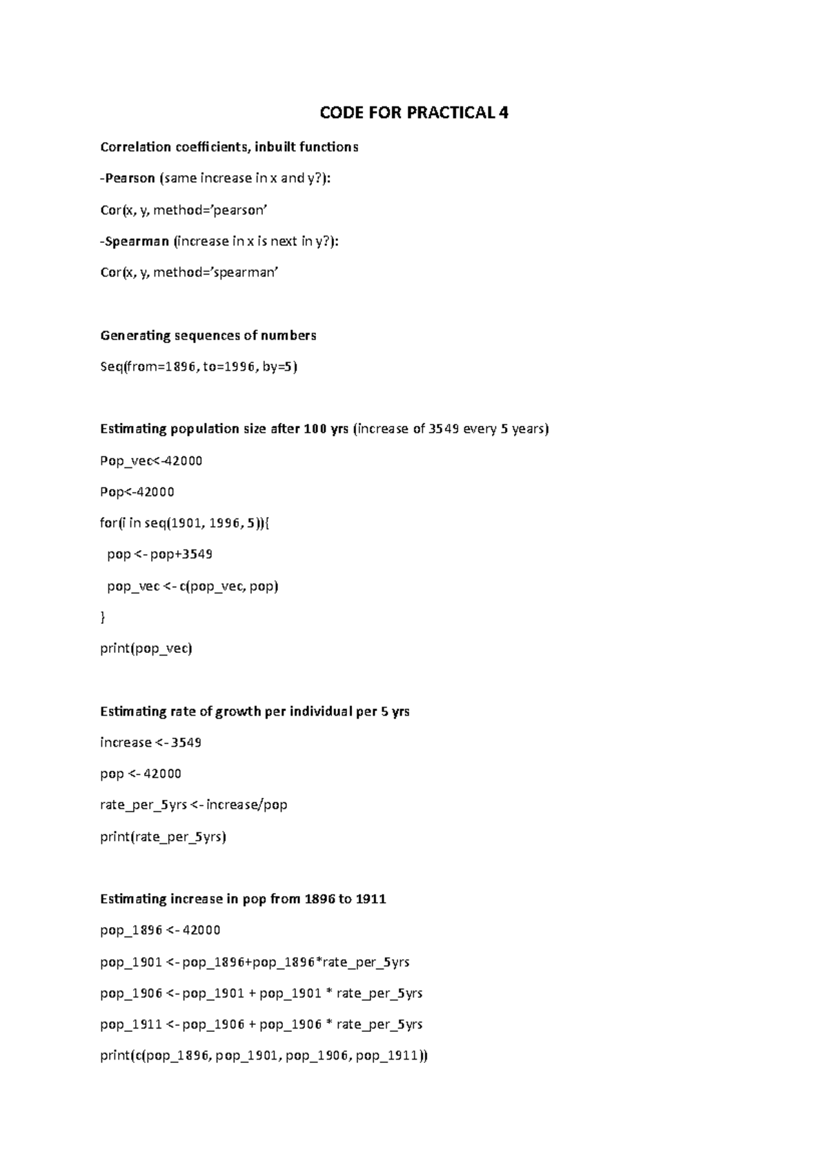 Code for practical 4: population ecology - CODE FOR PRACTICAL 4 ...