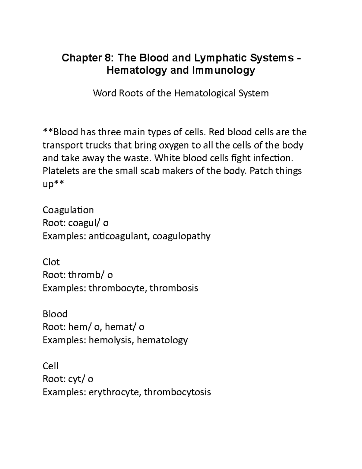 Chapter 8: The Blood and Lymphatic Systems - Hematology and Immunology ...