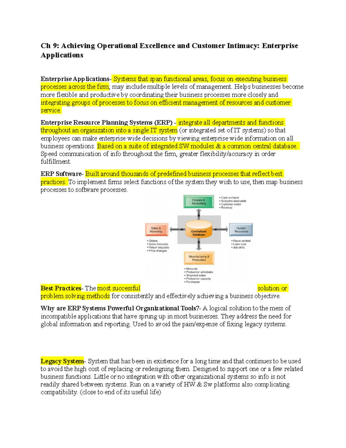 Ch 9 Achieving Operational Excellence and Customer Intimacy Enterprise ...