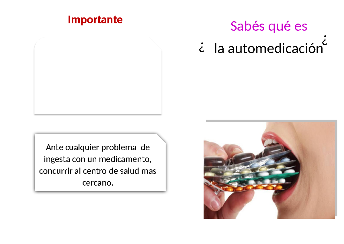 Diptico LA Automedicacion - Química - Sabés qué es la automedicación ...