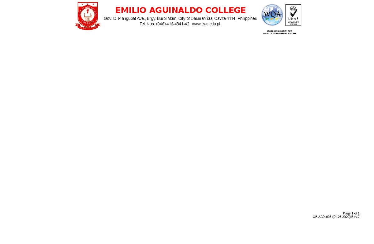 Income Taxation Sample Syllabus - EMILIO AGUINALDO COLLEGE Gov. D ...