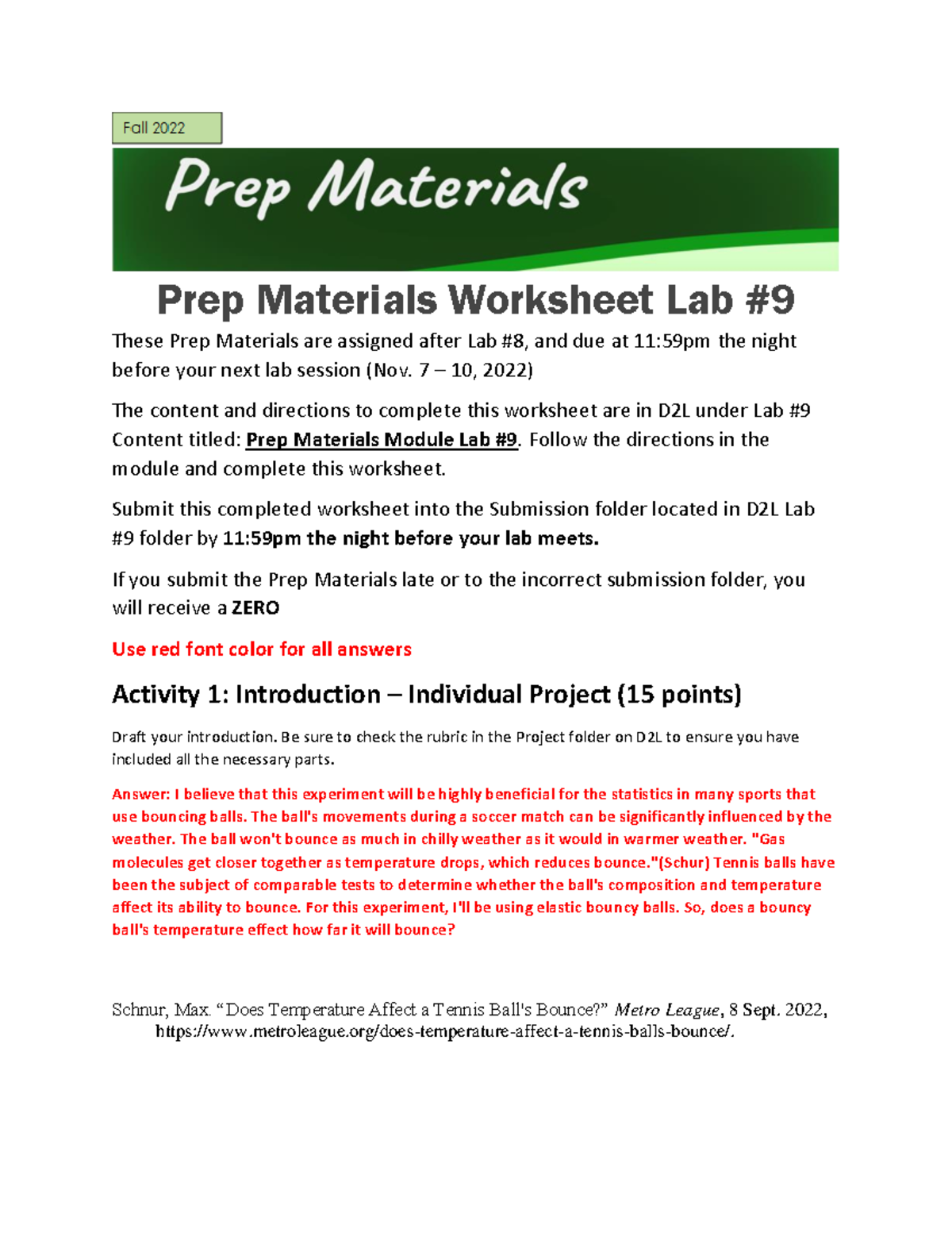 Prep Materials Worksheet Lab #9 - Prep Materials Worksheet Lab These ...