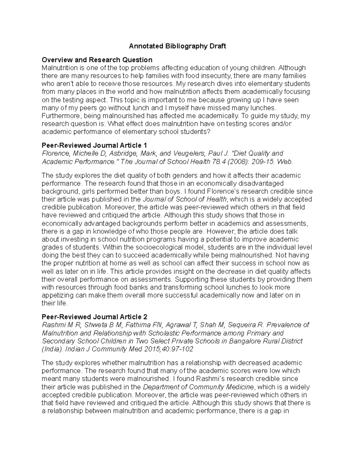 Annotated Bibliography Draft - Annotated Bibliography Draft Overview ...