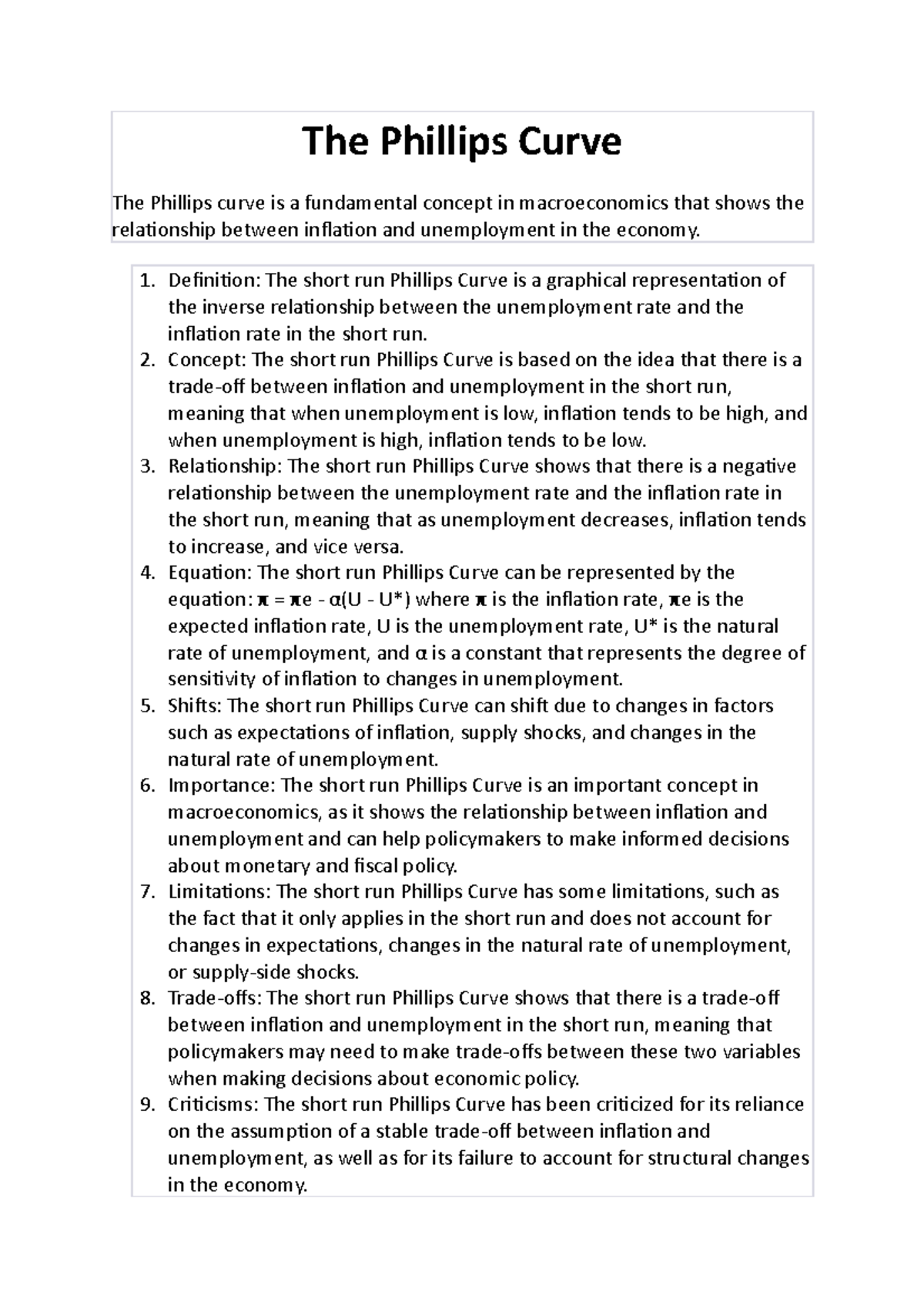 The Phillips Curve - The Phillips Curve The Phillips curve is a ...