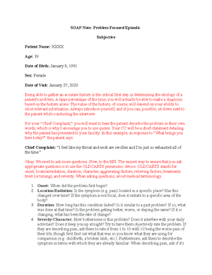 SOAP NOTE Comprehensive - SAMPLE SOAP NOTE – COMPREHENSIVE S ...