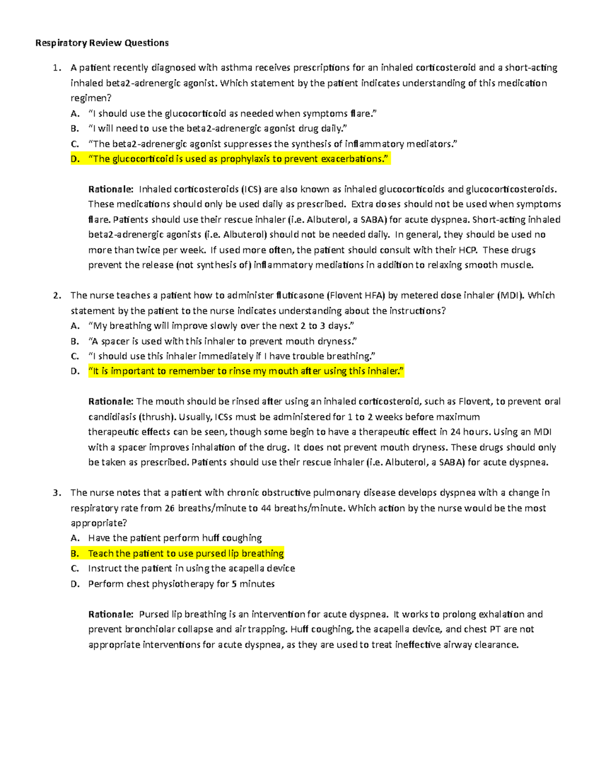 Respiratory Review answers with rationale-1 - Respiratory Review ...