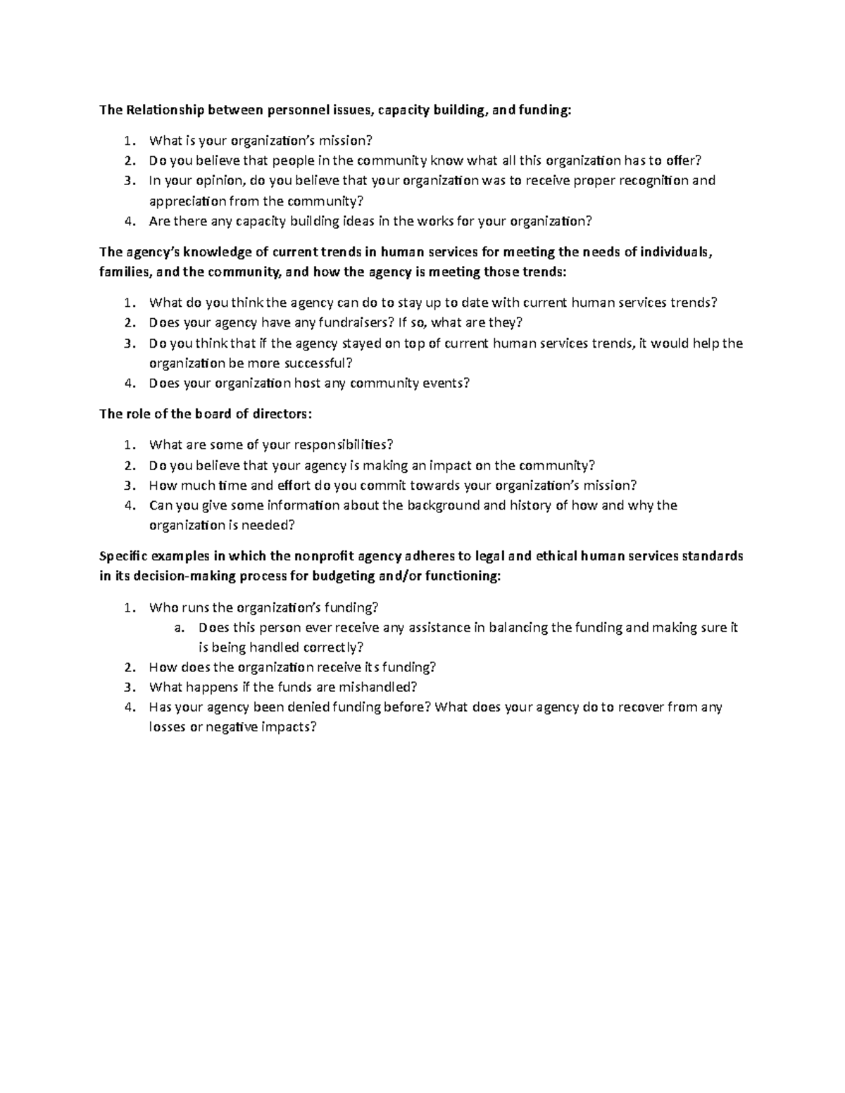 Nonprofit Agency Interview Questions - The Relationship between ...