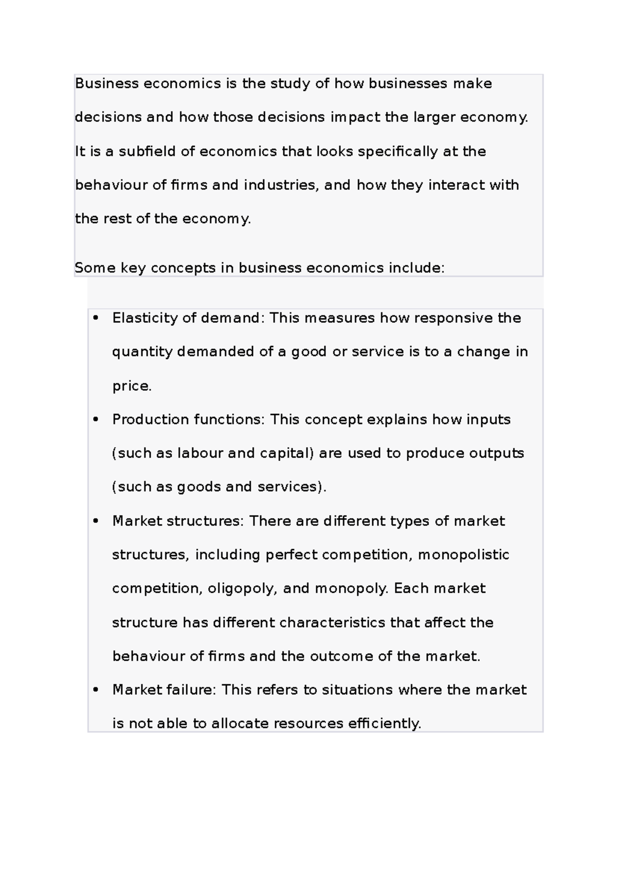 Business economics notes - Business economics is the study of how ...