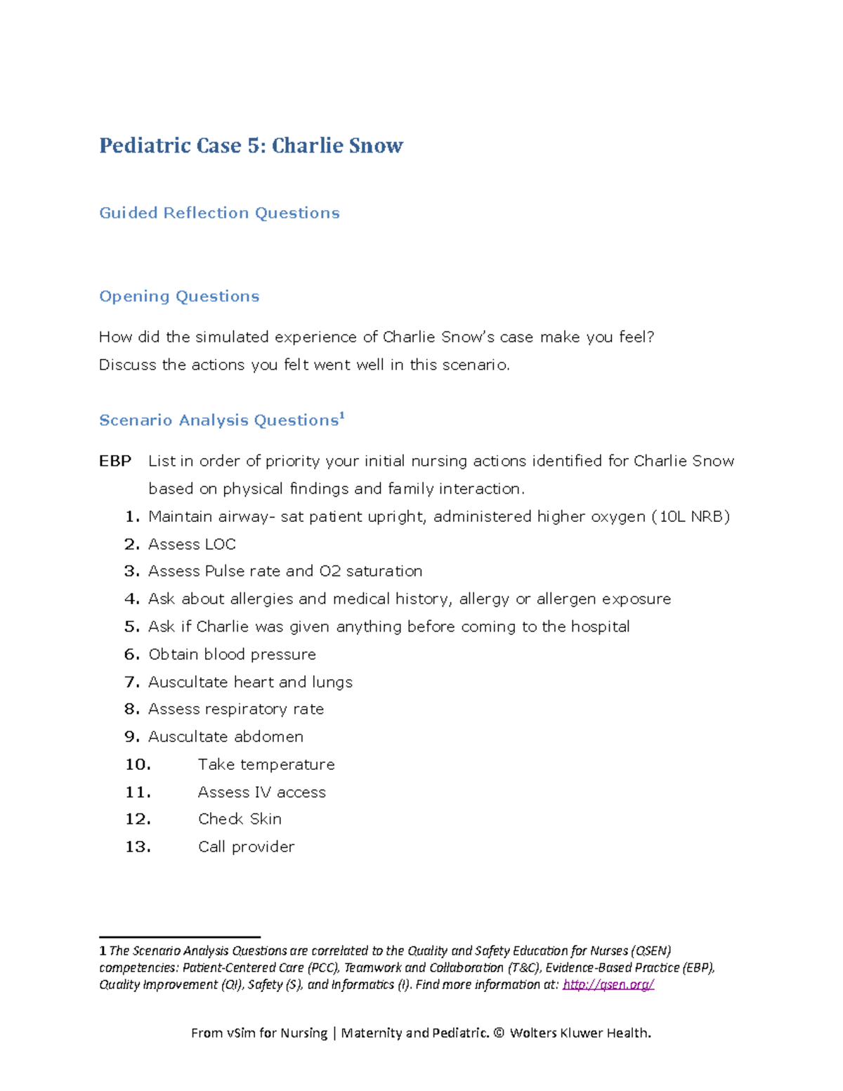 Ped Case 05 Charlie Snow v Sim2 GRQ - Pediatric Case 5: Charlie Snow ...