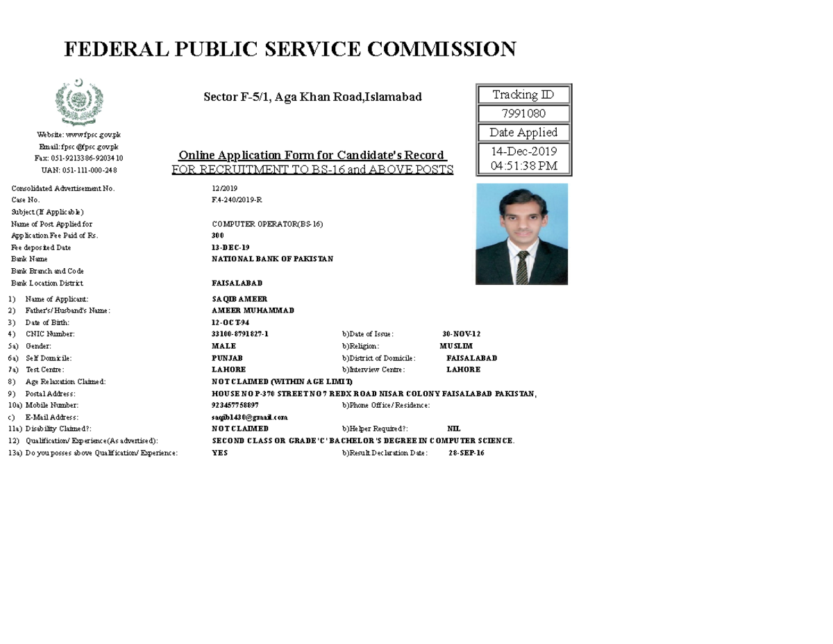 Application Print - Nill - / FEDERAL PUBLIC SERVICE COMMISSION Website ...