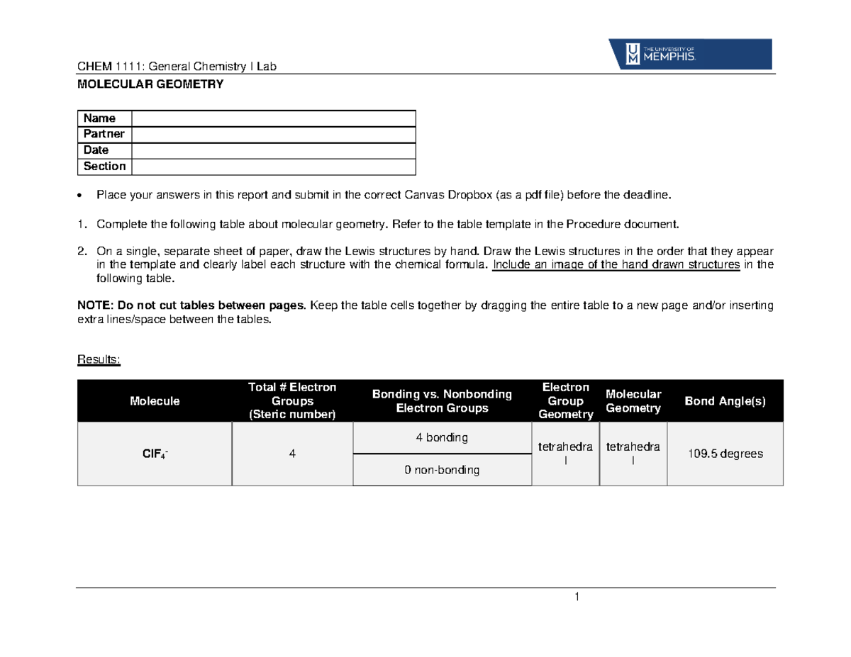 Exp 5. Molecular Geometry Report SP22 - Deprecated API usage: The SVG ...