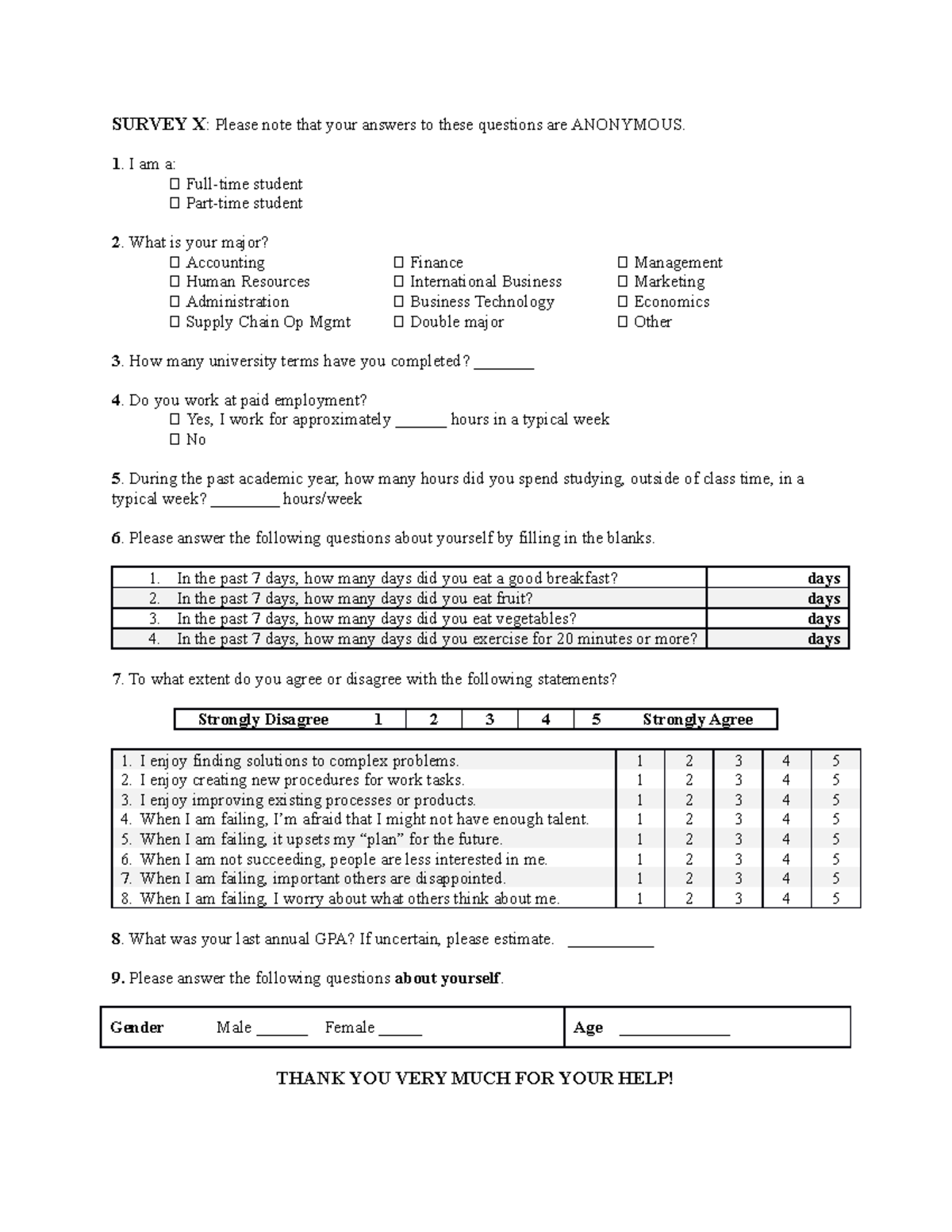 Survey X Coding Key 2023 Survey X Please Note That Your Answers To