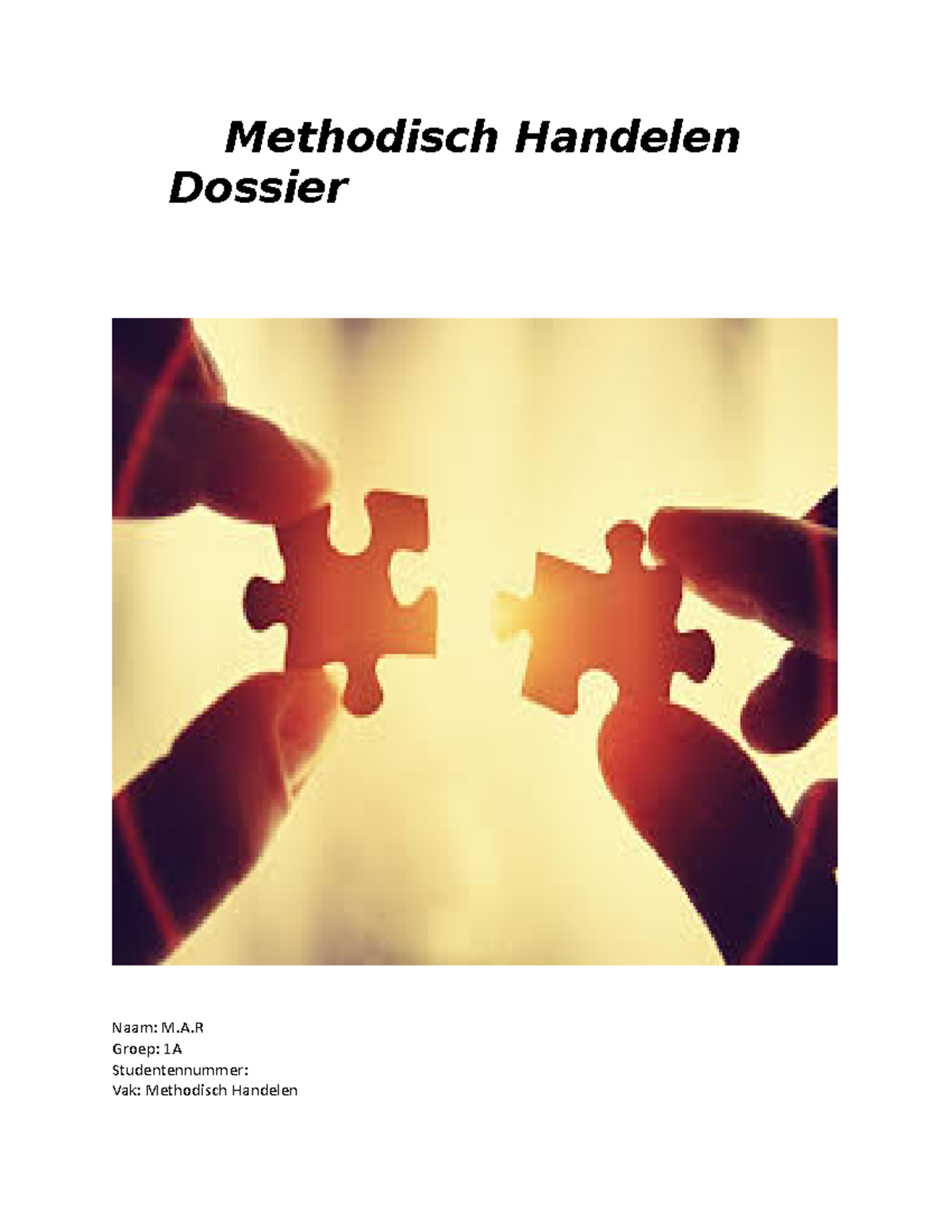 Methodische Handelen - Methodisch Handelen Dossier Naam: M.A Groep: 1A ...