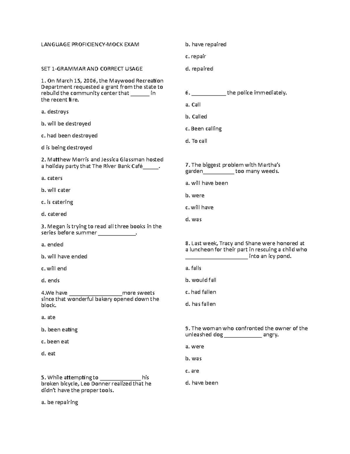 Language Profic-WPS Office - LANGUAGE PROFICIENCY-MOCK EXAM SET 1 ...