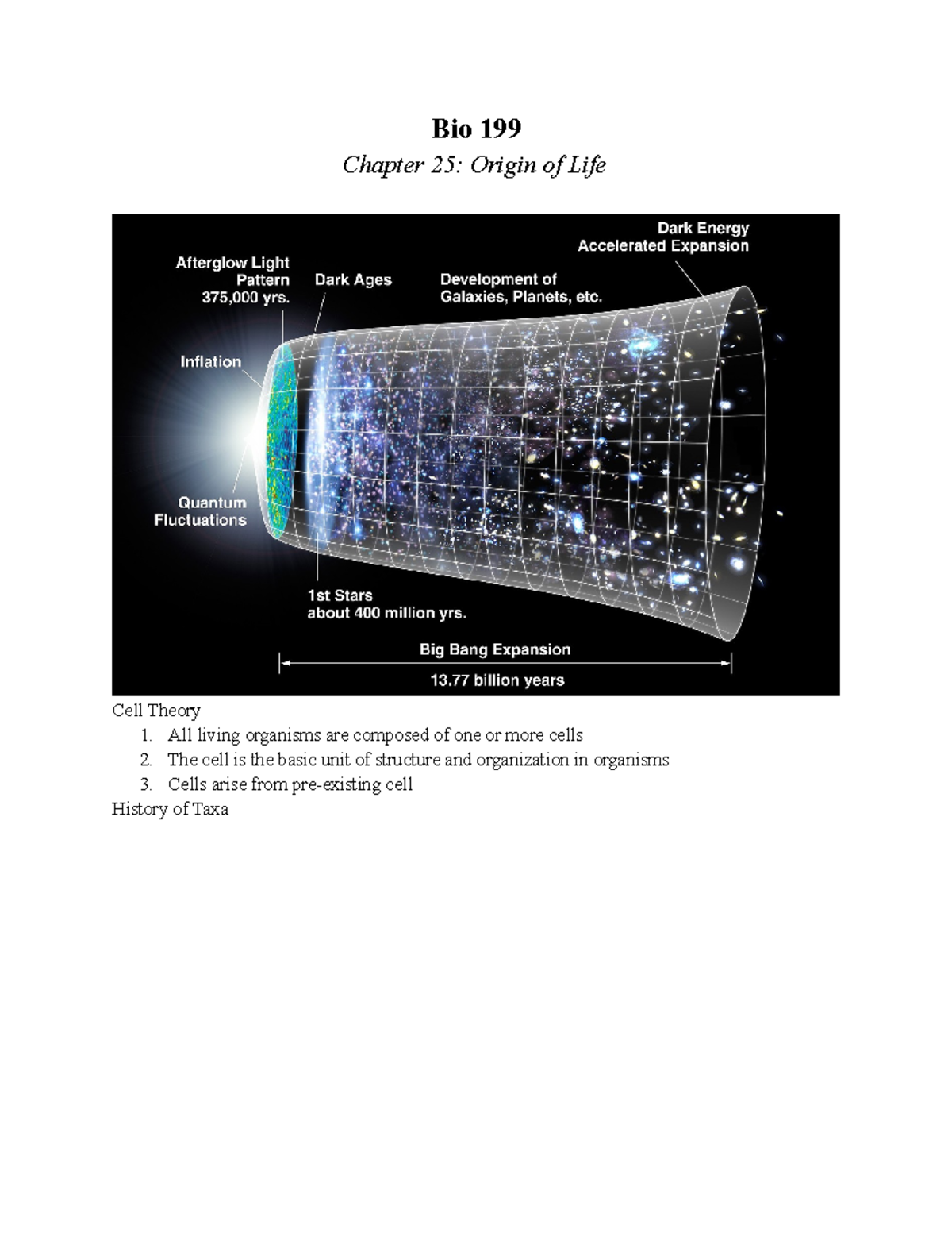 Bio 199: Chapter 25 - Origin of Life - Bio 199 Chapter 25: Origin of ...