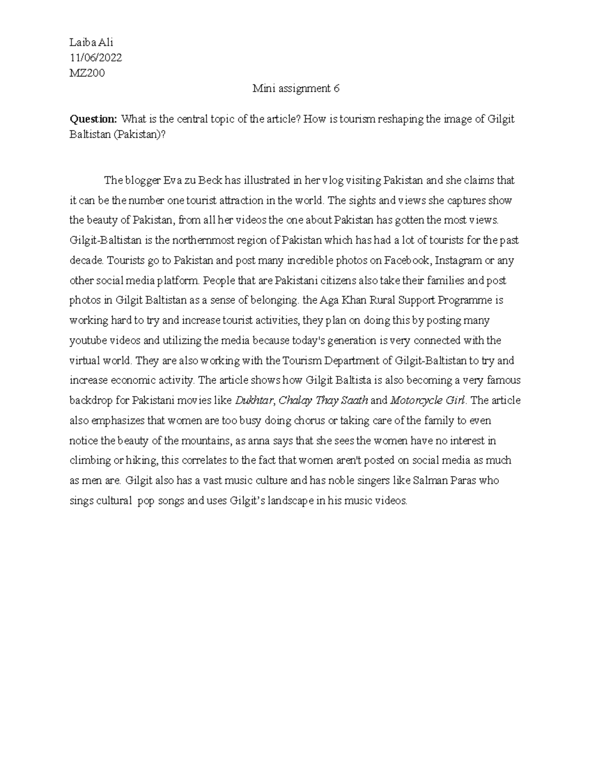 Mini assignment 6 - math - Laiba Ali 11/06/ MZ Mini assignment 6 ...