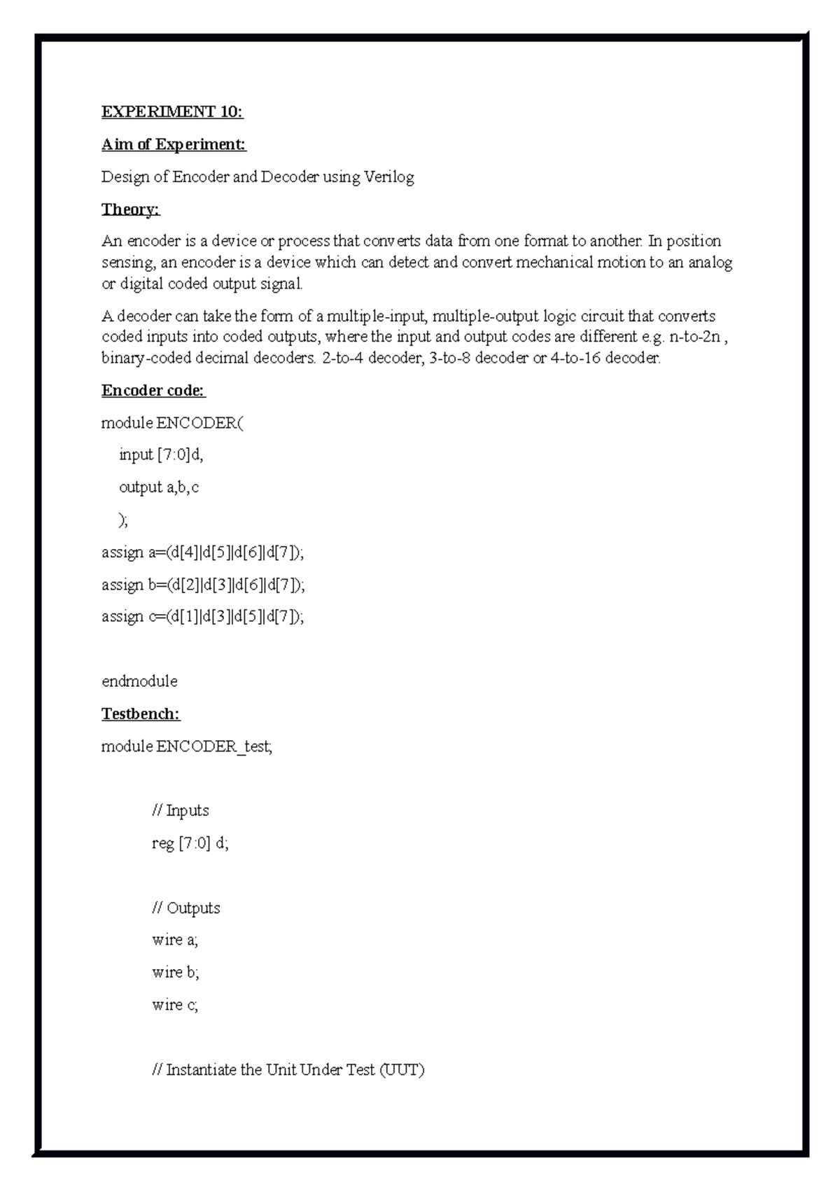 Experiment 10 - l;dg ;lj mspir - EXPERIMENT 10: Aim of Experiment ...