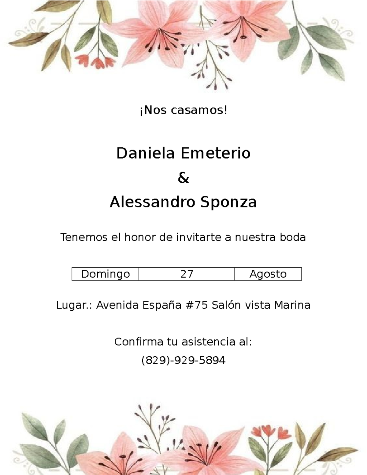 Invitacion - kluyfydcgfxthx - actividad II - ¡Nos casamos! Daniela ...