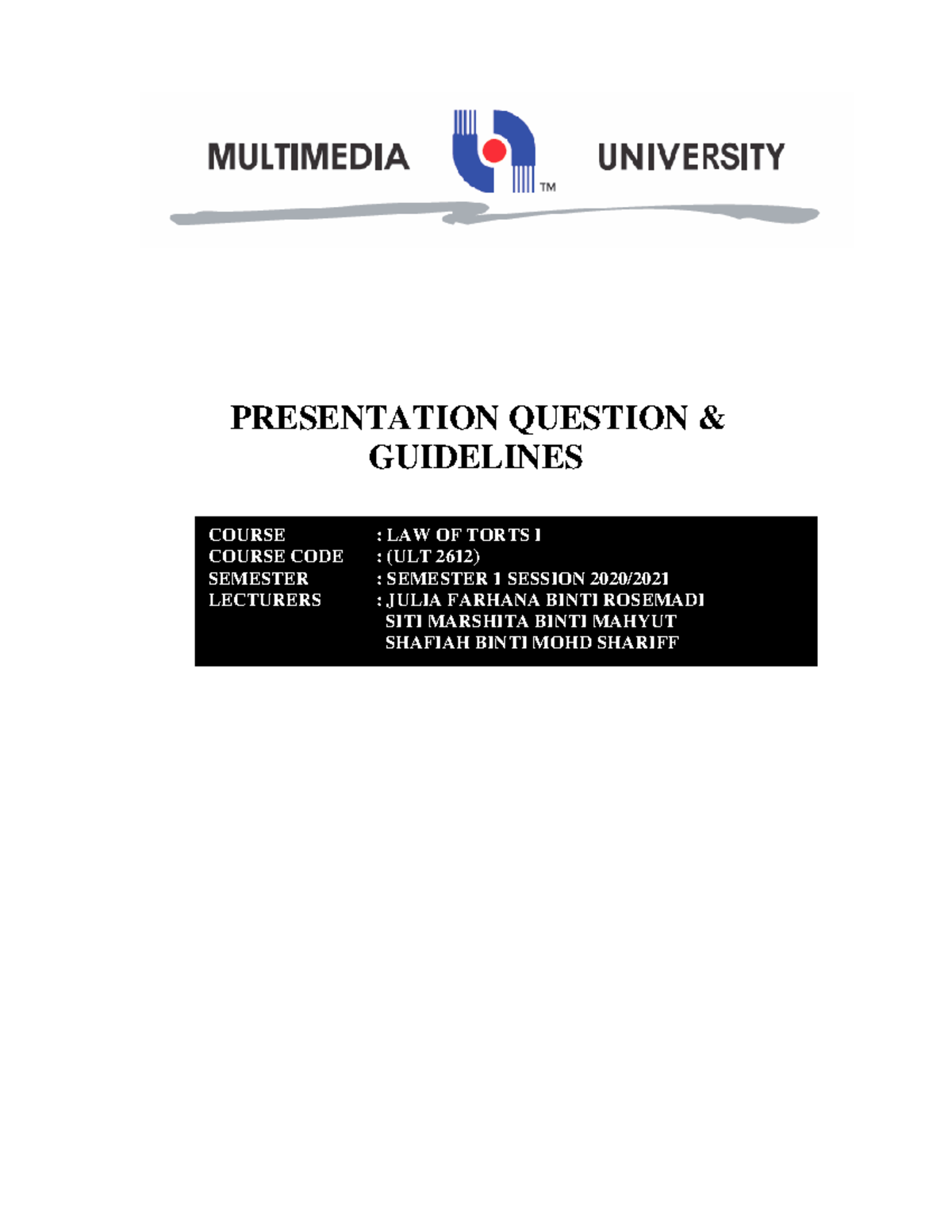 345019 Presentation Question ULT2612 (2010 ) - PRESENTATION QUESTION ...