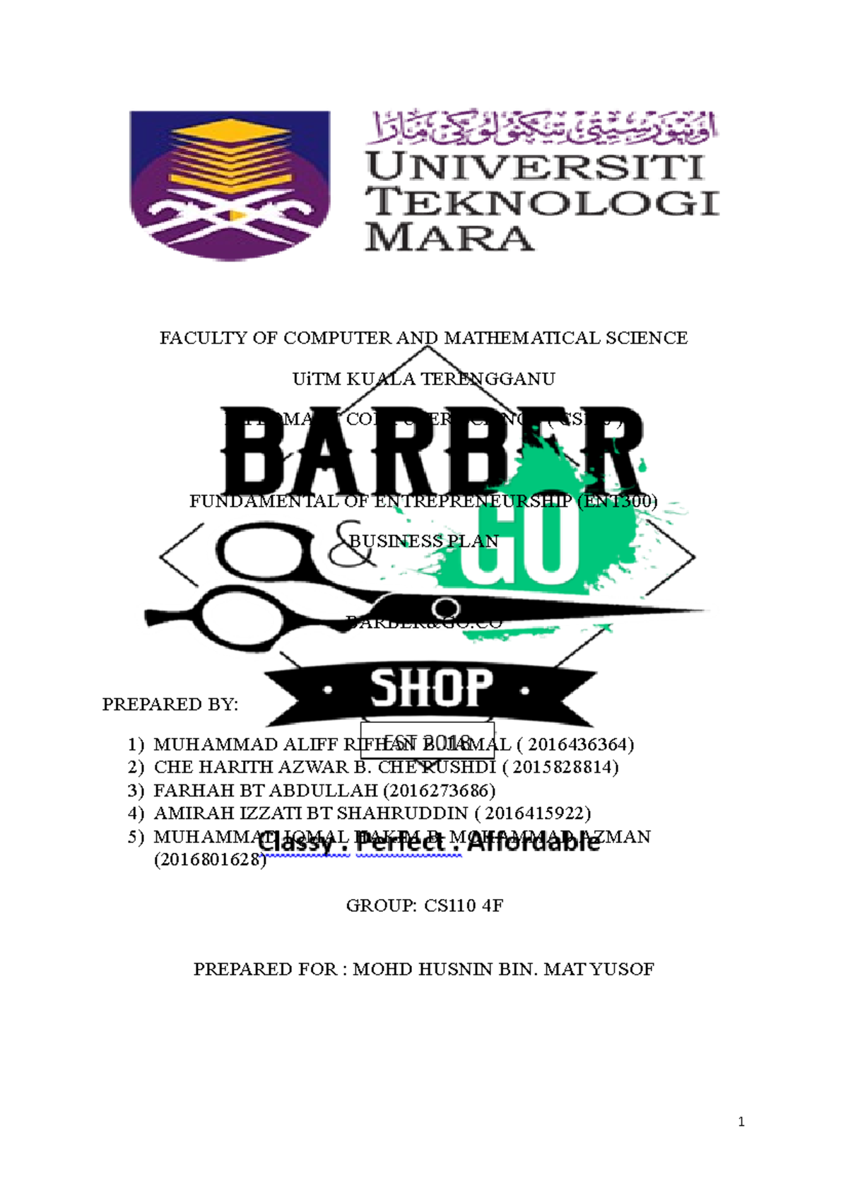 Final Report ent300 THE Latest - ####### FACULTY OF COMPUTER AND ...