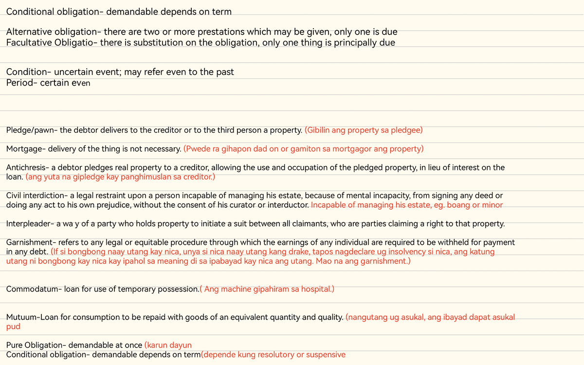 Terminoligies in oblicon - Conditional demandable depends on term ...