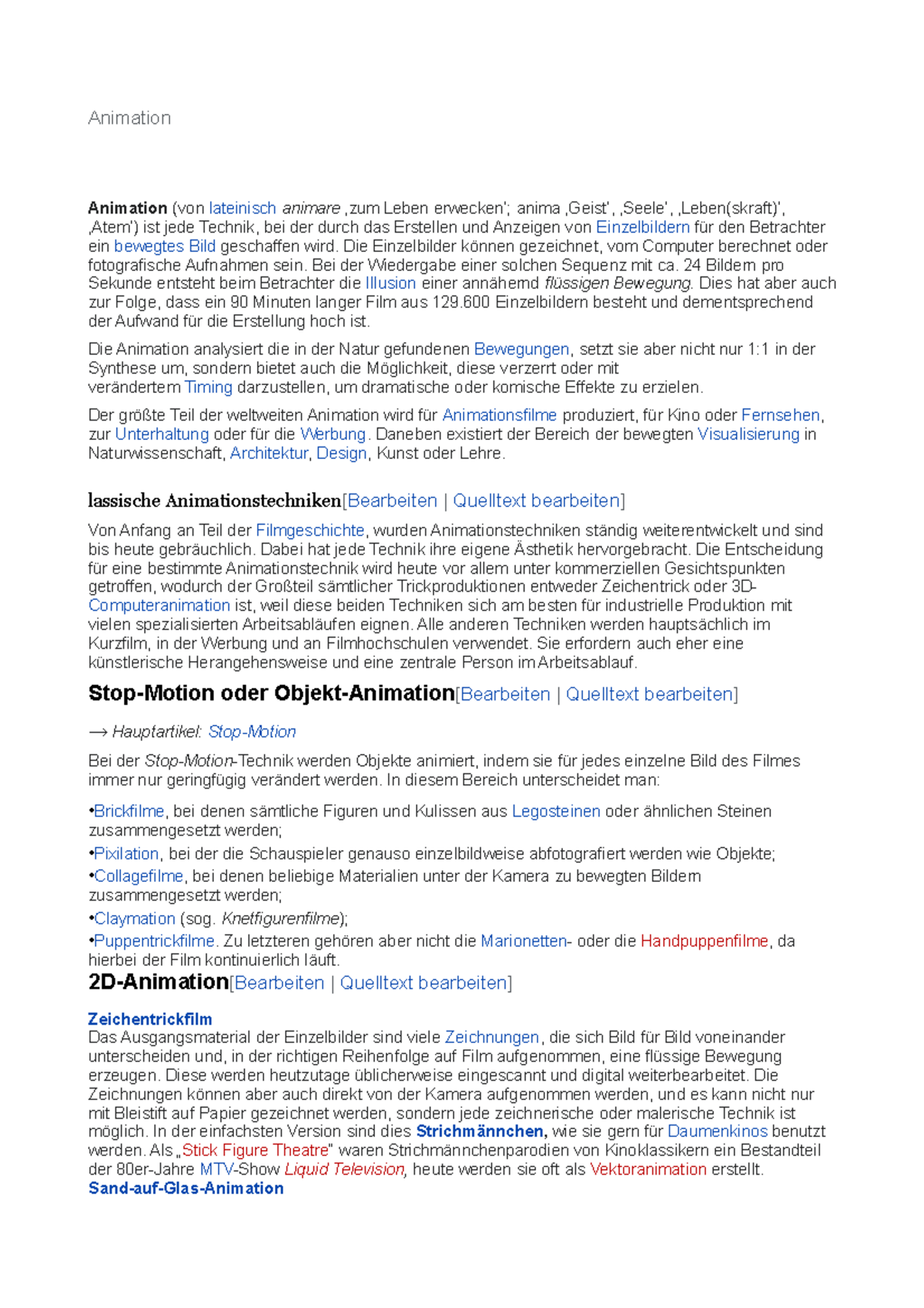 Animation 1 - Animation Animation (von lateinisch animare ‚zum Leben ...